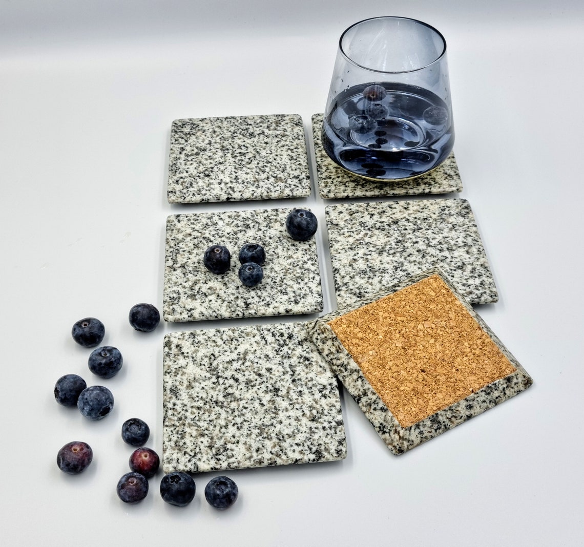 Granite Coasters Natural Granite Stone Coasters Gray - Etsy