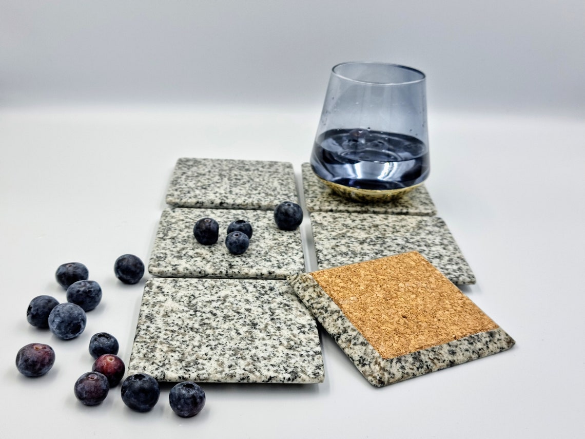 Granite Coasters, Natural, Granite, Stone, Coasters, Gray, Gift Idea ...