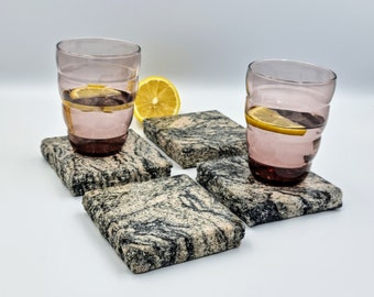 Granite Coasters Natural Granite Stone Coasters Gray | Etsy