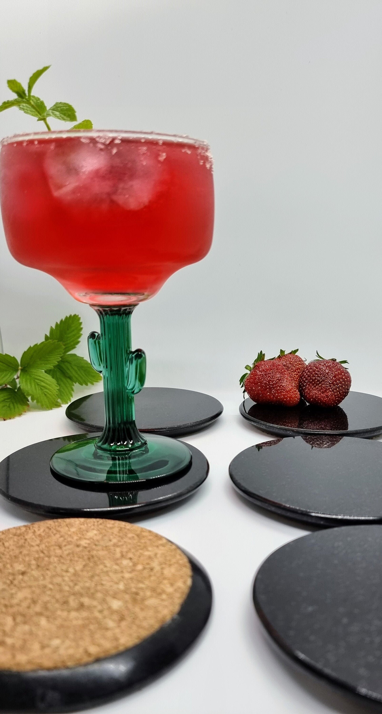 Stone Coasters Set Gift Idea Premium Product Black Granite | Etsy