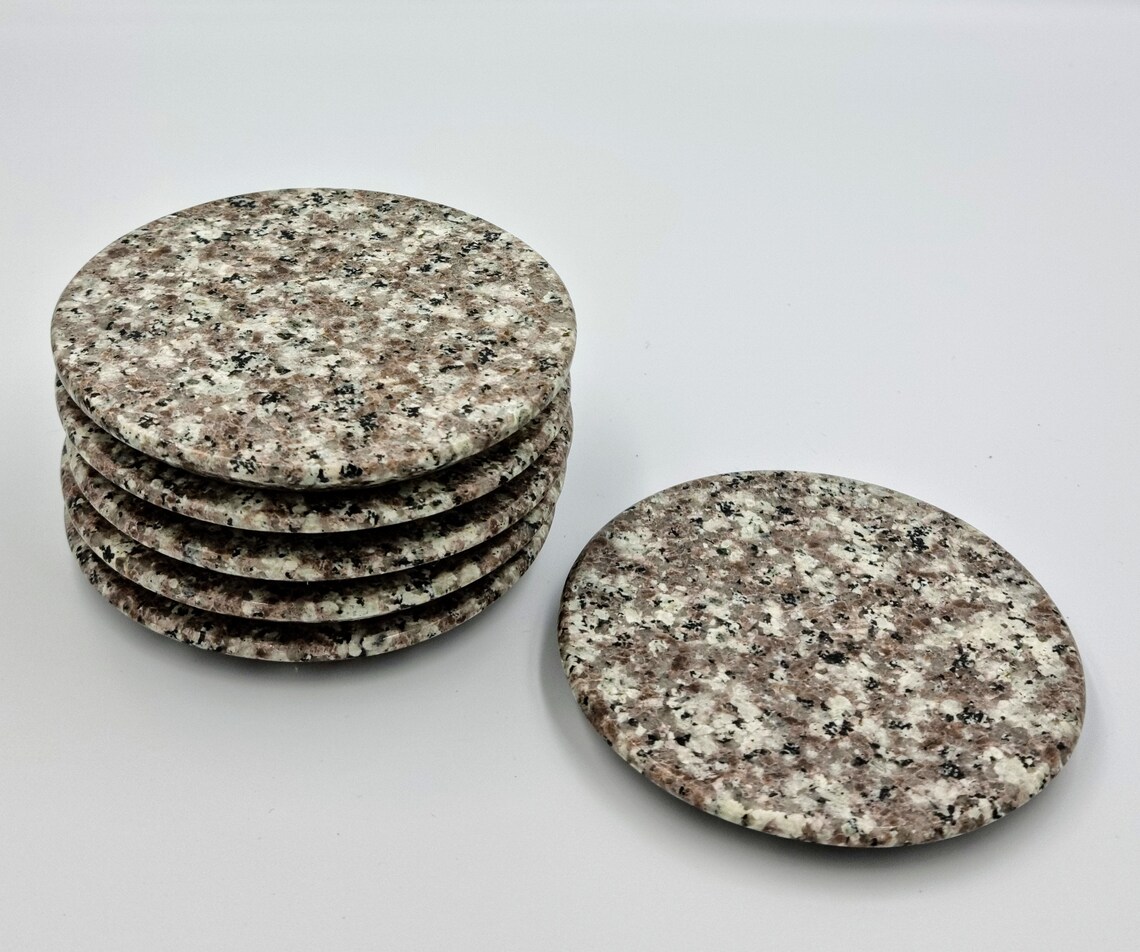 Granite Coasters, Natural, Granite, Stone, Coasters, Gray, Gift Idea ...
