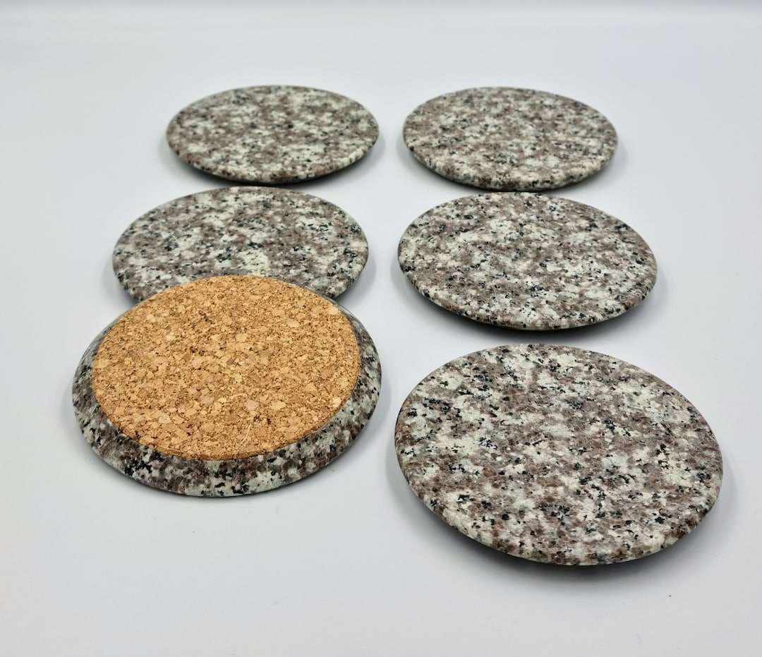 Granite Coasters, Natural, Granite, Stone, Coasters, Gray, Gift Idea ...