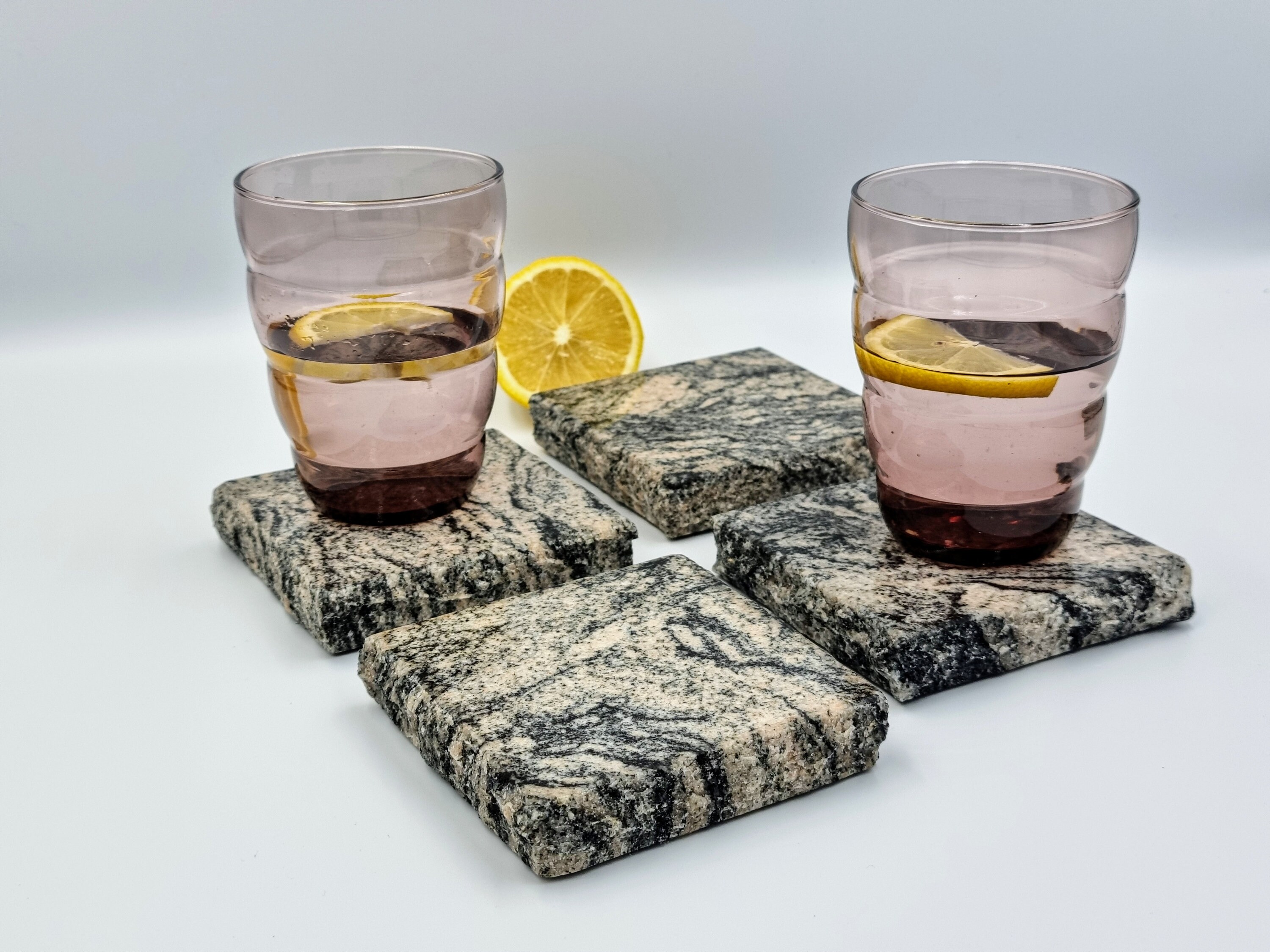 Granite Coaster Set, Natural, Granite, Stone, Coasters, Gray, Pink ...