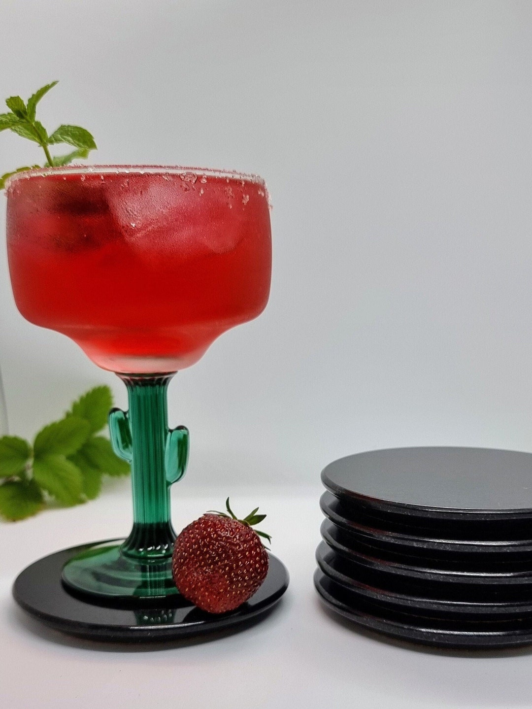 Stone Coasters Set, Gift Idea, Premium Product, Black Granite, Drink ...