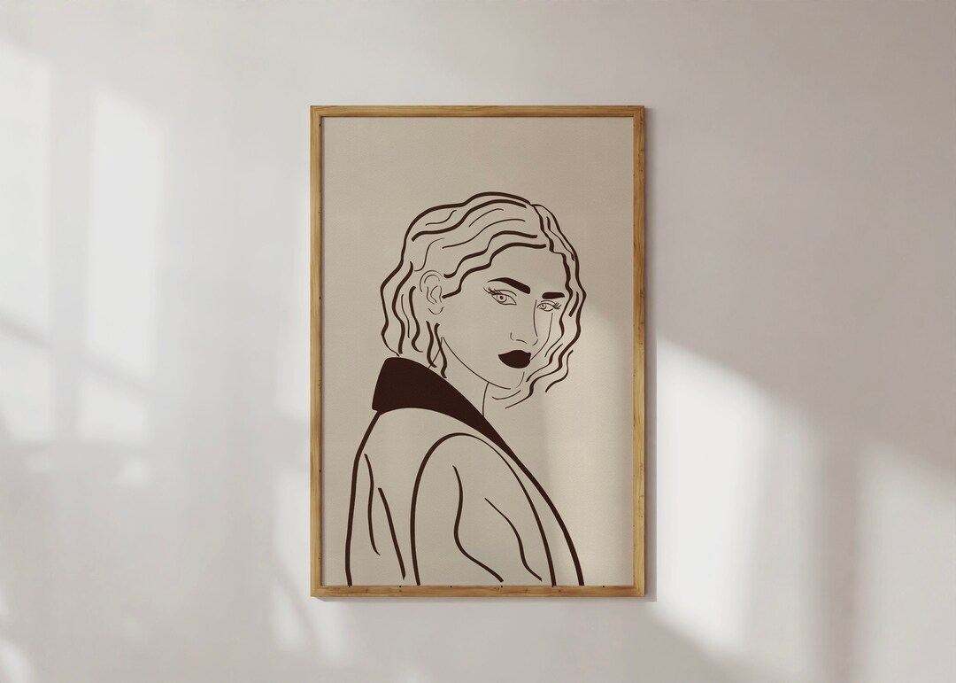 Modern Woman Illustration, Line Art, Digital Print, Minimal Art Print ...