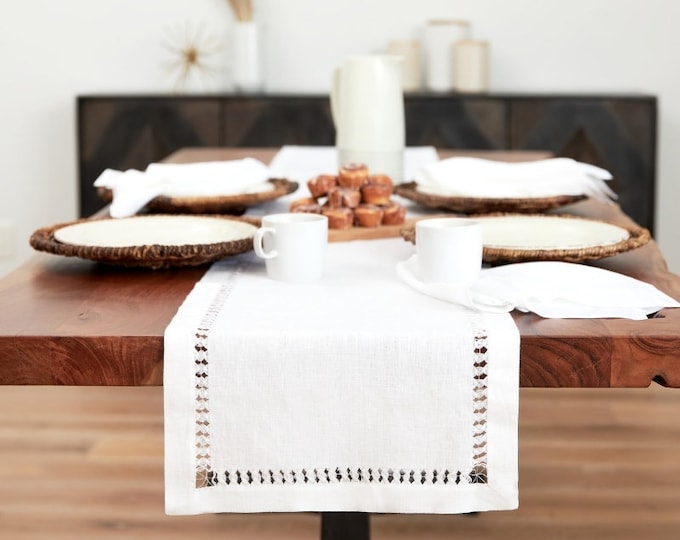 Linen Table Runner in White. Linen Table Runner, Various Sizes ...