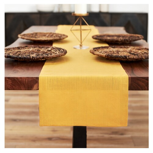 Boho Mustard Yellow Linen Table Runner. Various Sizes - Etsy