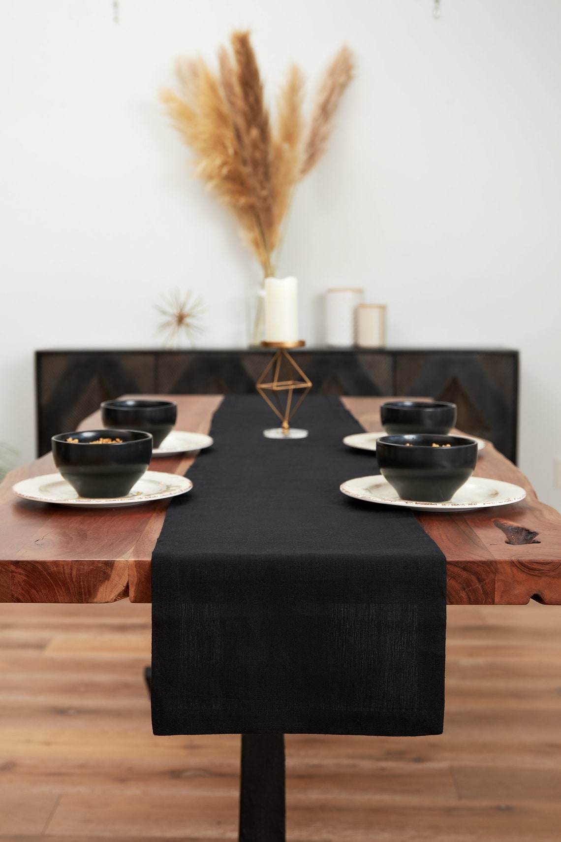 Black Linen Table Runner. Various Sizes Available. Black Table Runner ...