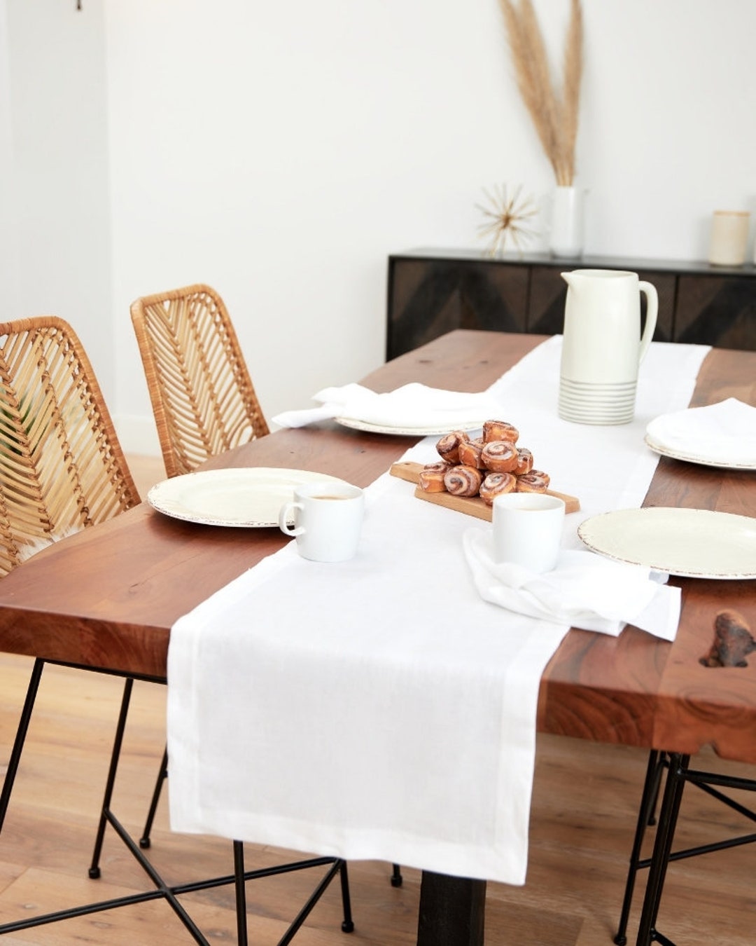 Linen Table Runner in White. Available in Various Sizes. Table Linens ...