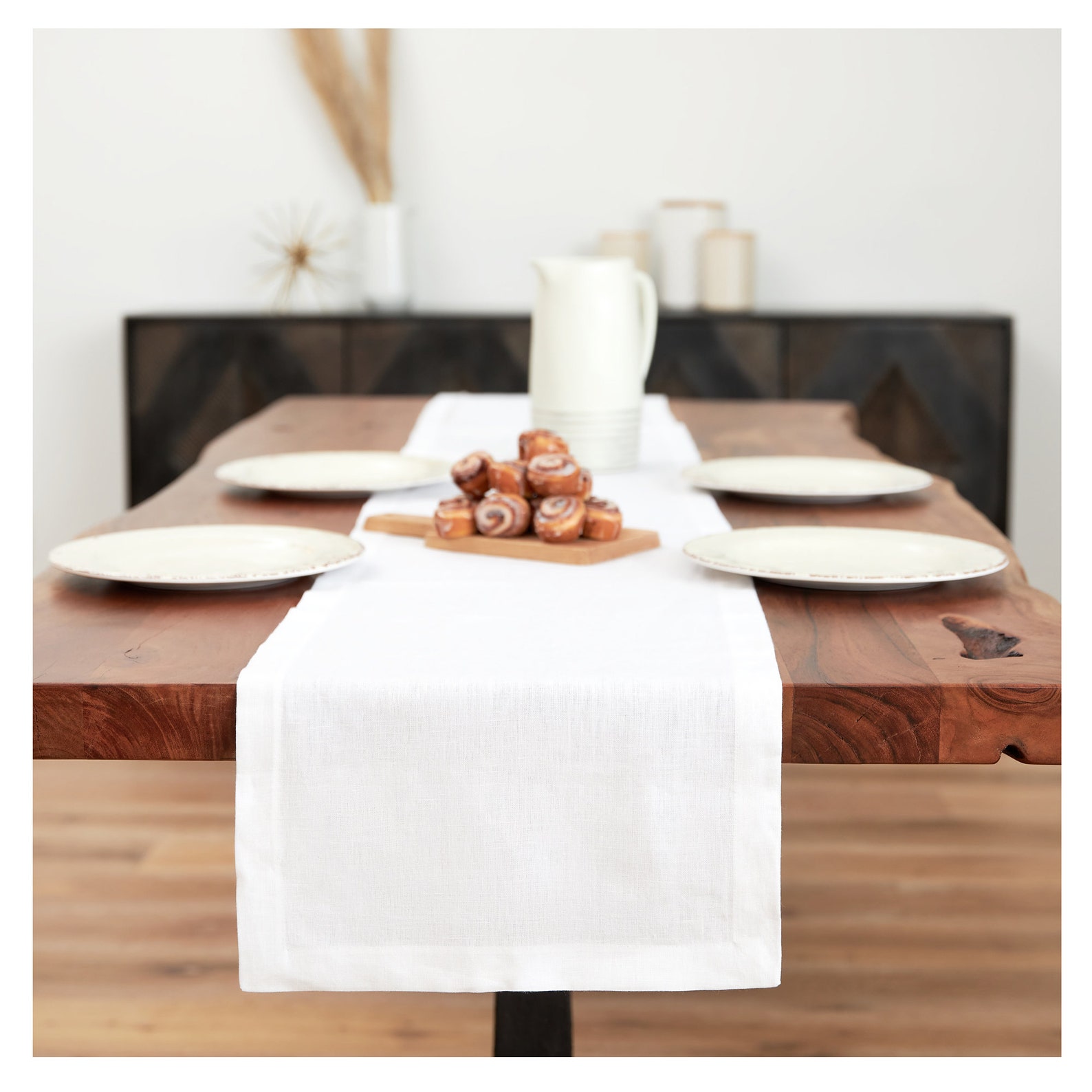 Linen Table Runner in White. Available in Various Sizes. Table Linens ...