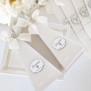 White Baptism Box, Baptism Favor, Baptism Chocolate Empty Cone Box ...