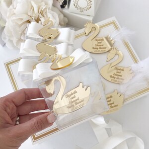 Personalized Gold Swan Magnet Gift, Baby Shower Favor for Guest in Box ...