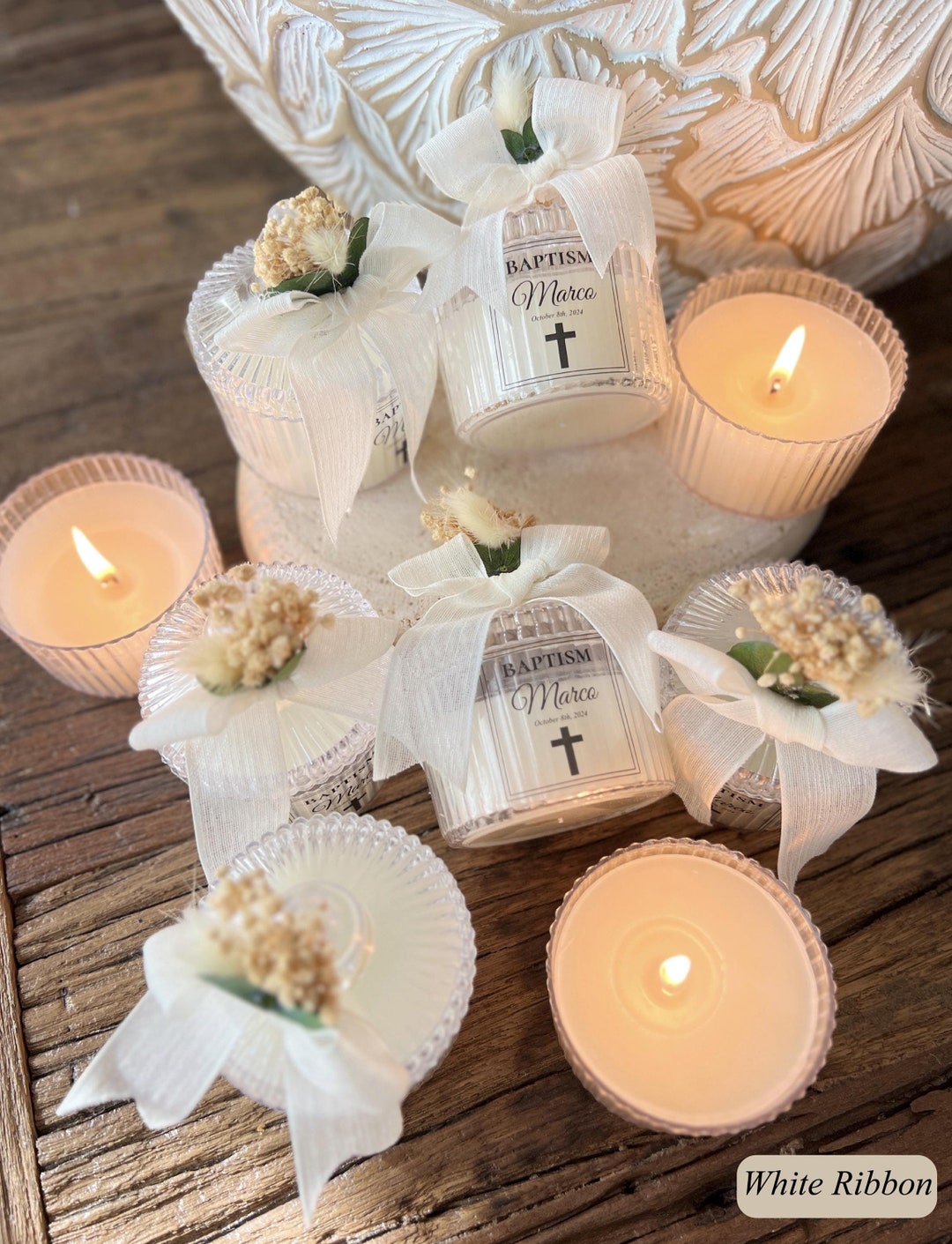 Personalized Baptism Candle, Elegant Christening Favor for Guests ...