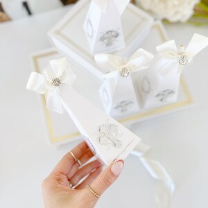 White Baptism Box, Baptism Favor, Baptism Chocolate Empty Cone Box ...