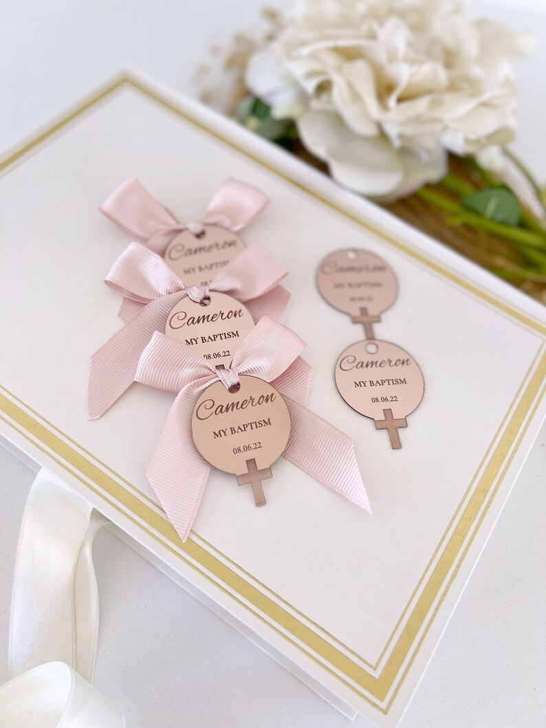 Custom Cross Name Tag Acrylic Mirror Baptism Tag Lettering - Etsy