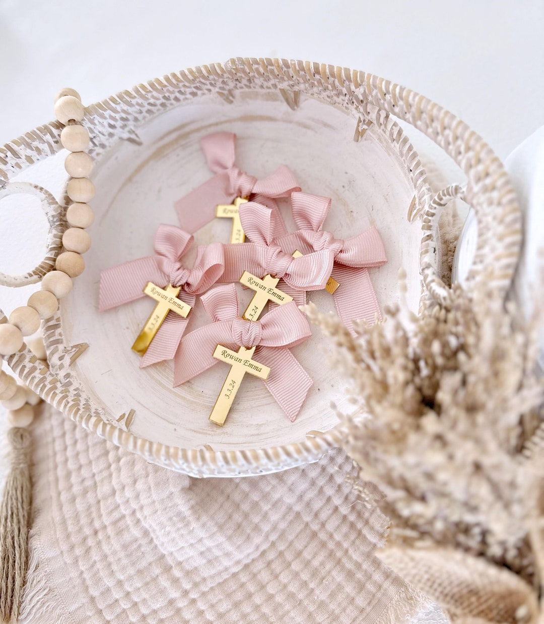 Silver Baptism Tag, Acrylic Mirror Custom Cross Tag, Personalized Gift ...