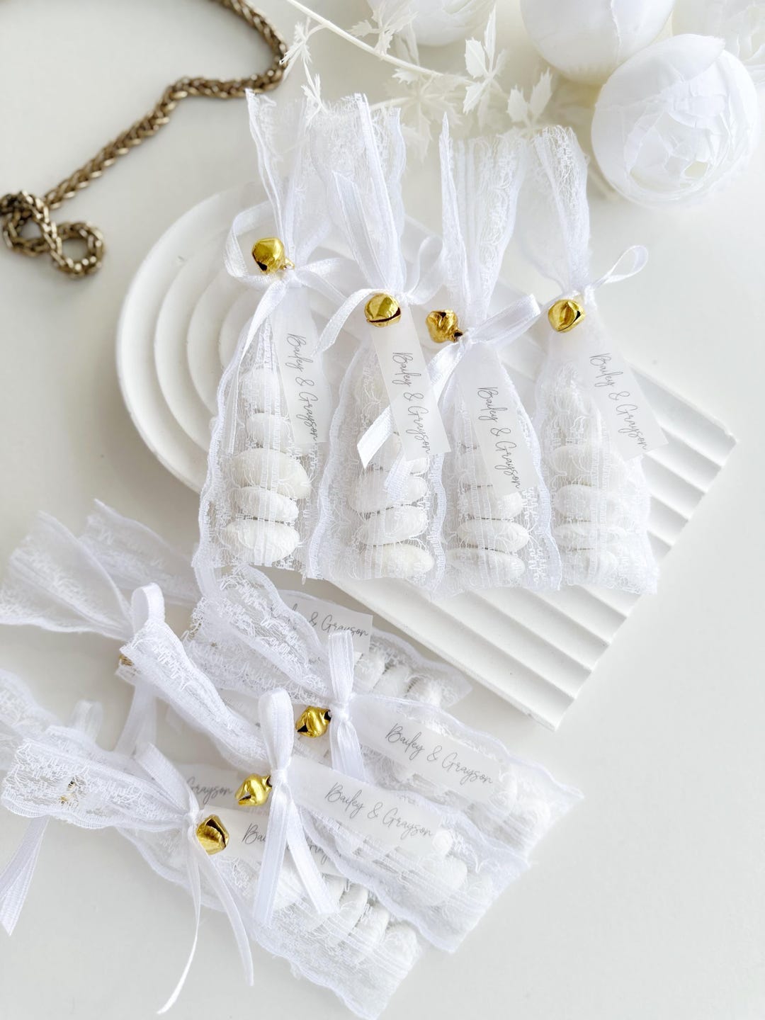 Rustic Italian Wedding Favor: Lace Wrapped Almond Candy Confetti ...