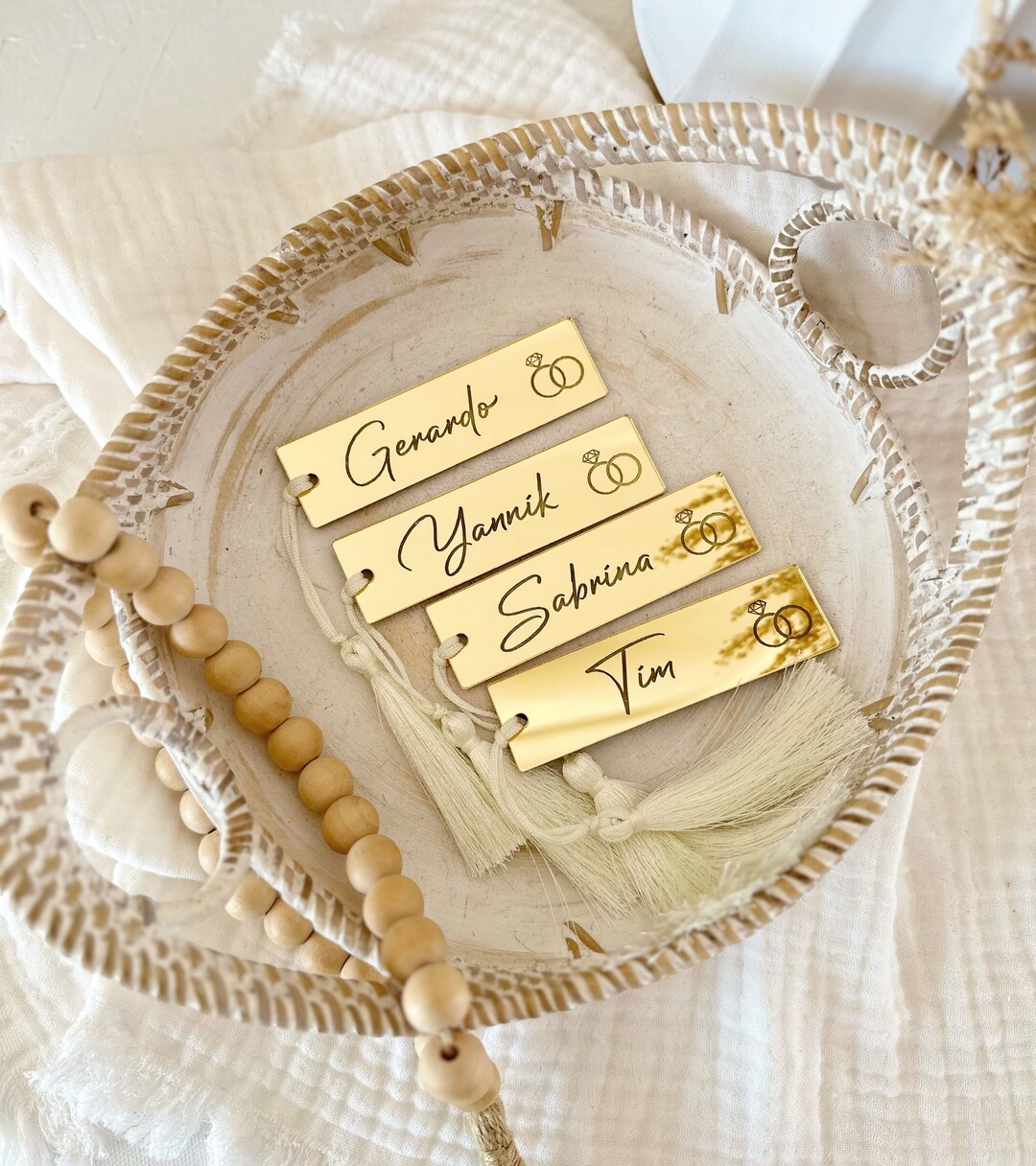 Gold Wedding Place Cards, Personalized Acrylic Name Settings, Reception ...