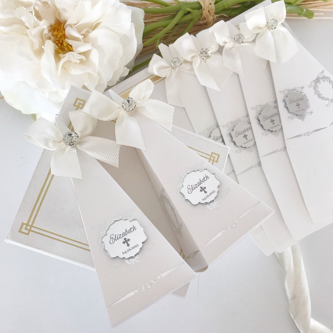 White Baptism Box, Baptism Favor, Baptism Chocolate Empty Cone Box ...