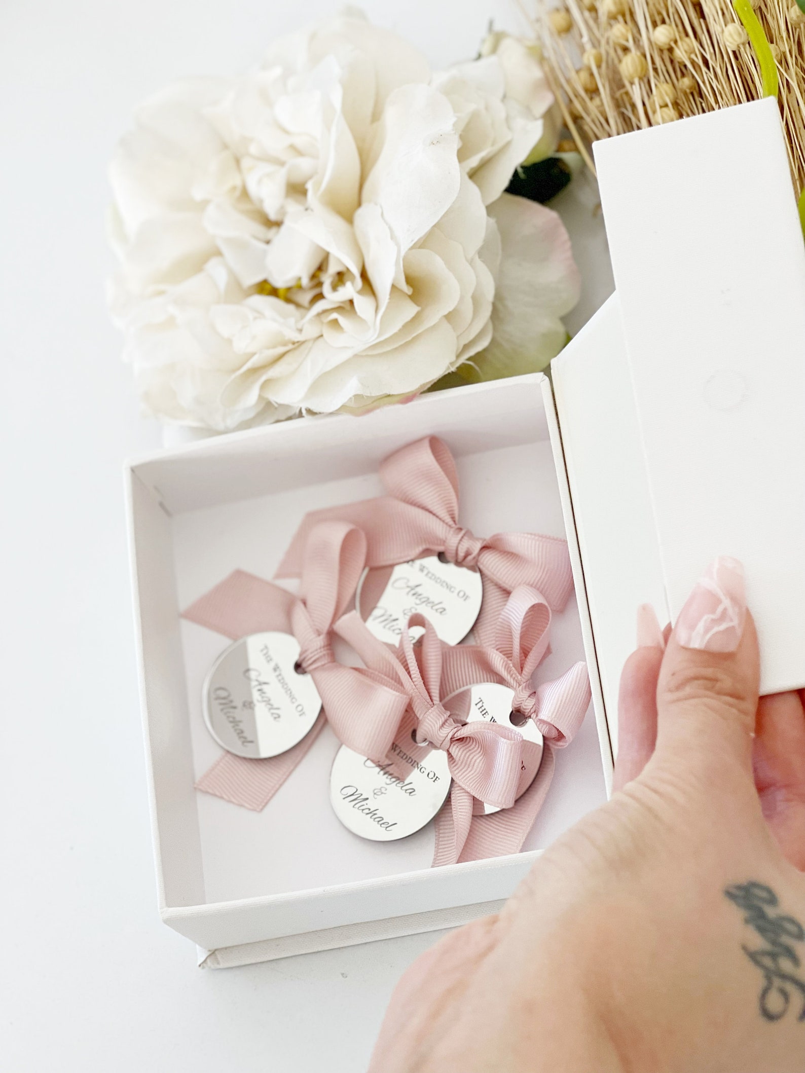 Personalized Rose Gold Acrylic Name Tag Save the Date Tags - Etsy