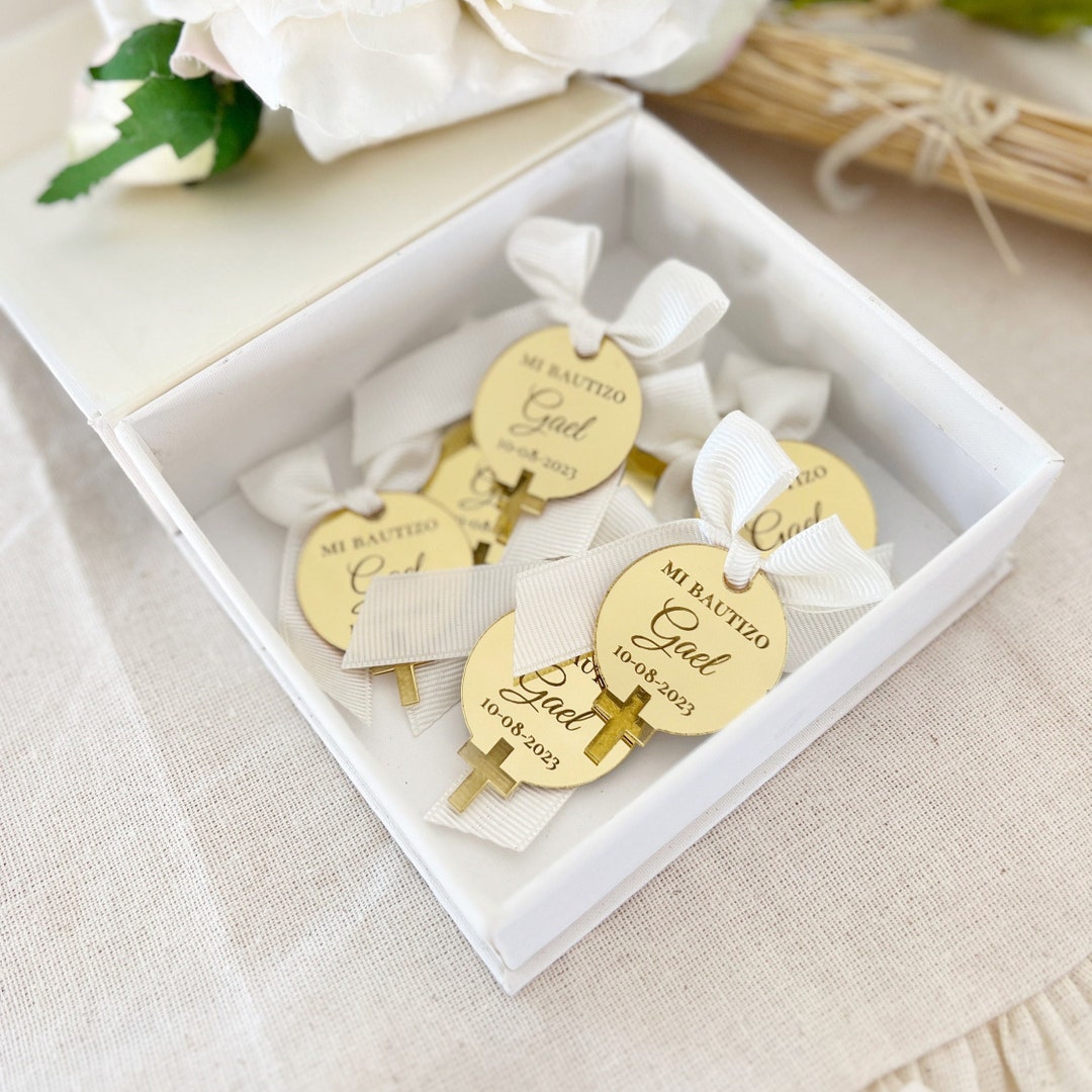 Gold Personalized Cross Name Tag Acrylic Mirror Baptism Tag - Etsy
