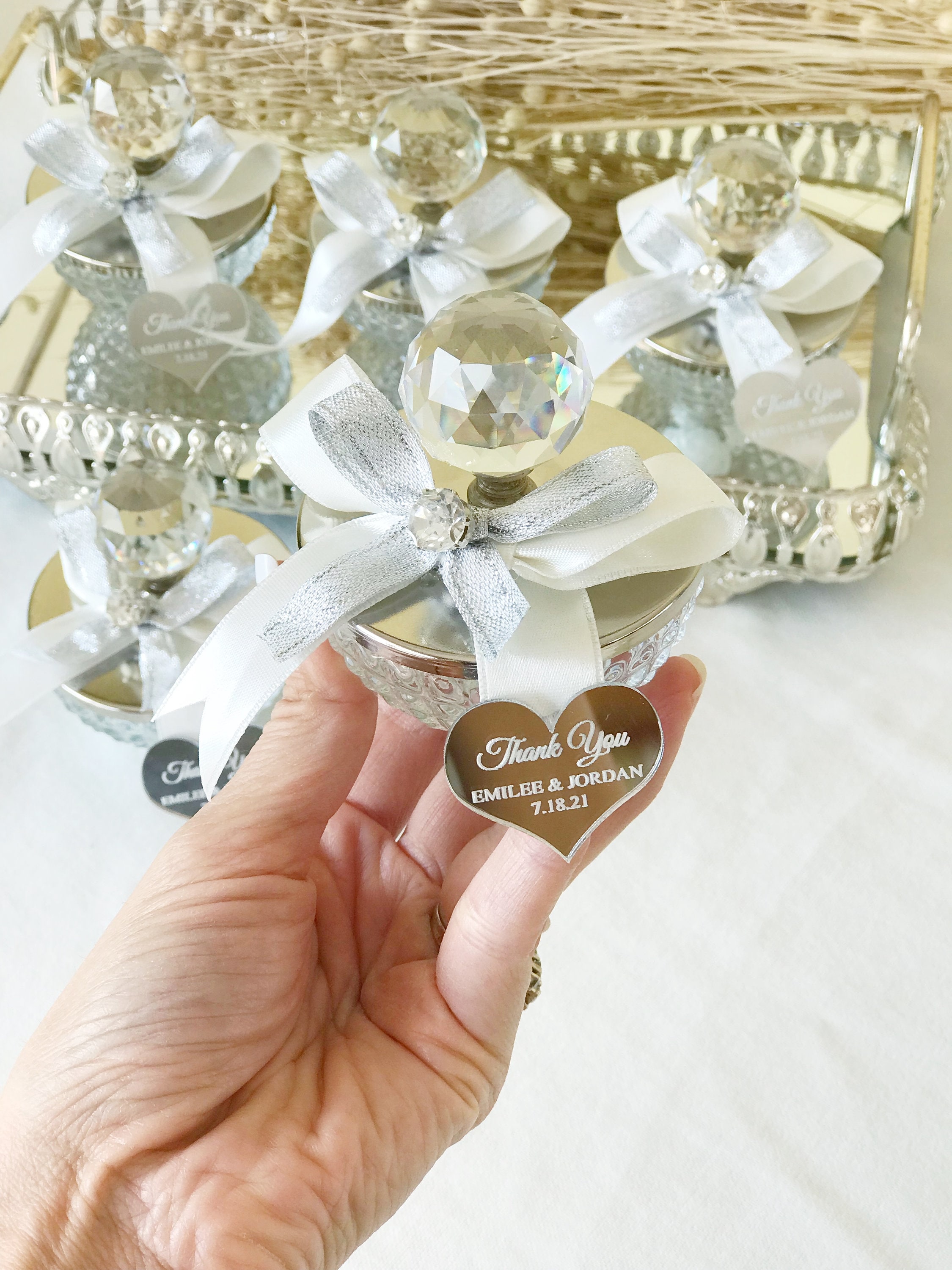 Personalized Wedding Favor Candy Jar: Crystal Glass Sweet Box - Etsy