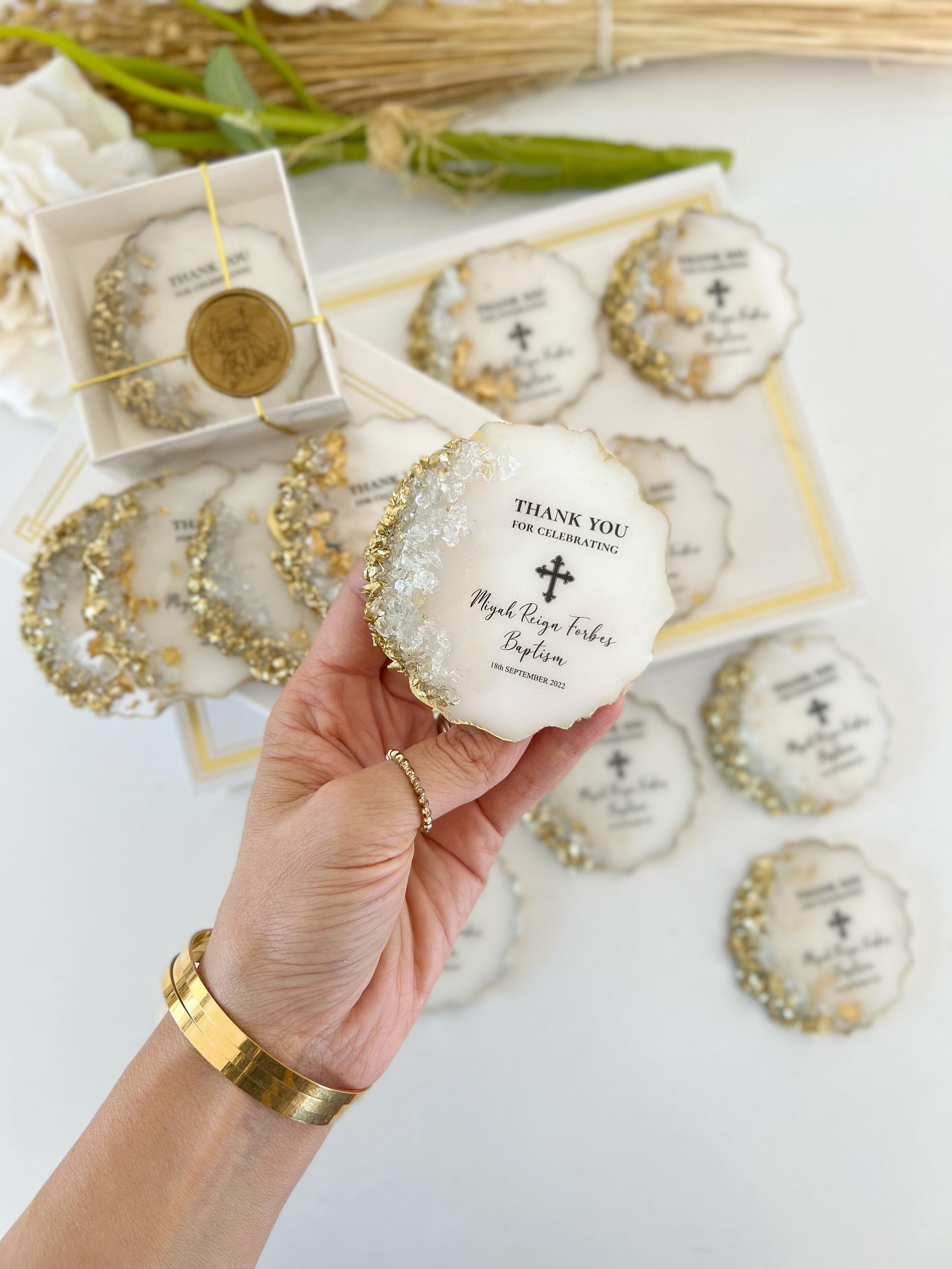 Custom Baptism Favors for Boy & Girl Golden Baptism Epoxy - Etsy Canada