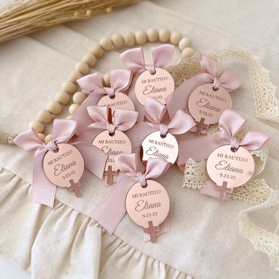 Rose Gold Baptism Favors Tag, Personalized Acrylic Mirror Tag, Thank ...