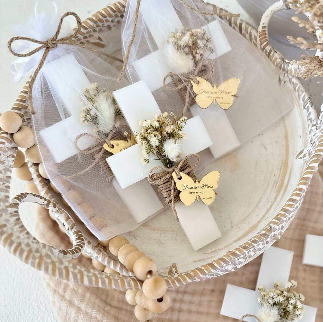 Personalized Cross Baptism Favors: Christening, First Holy Communion ...
