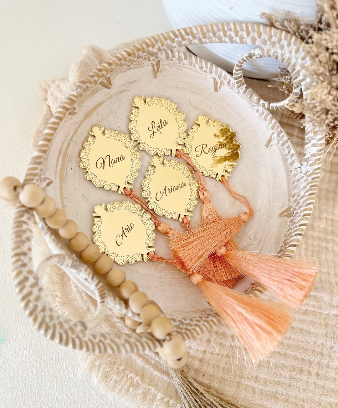 Gold Wedding Place Cards, Personalized Acrylic Name Settings, Reception ...