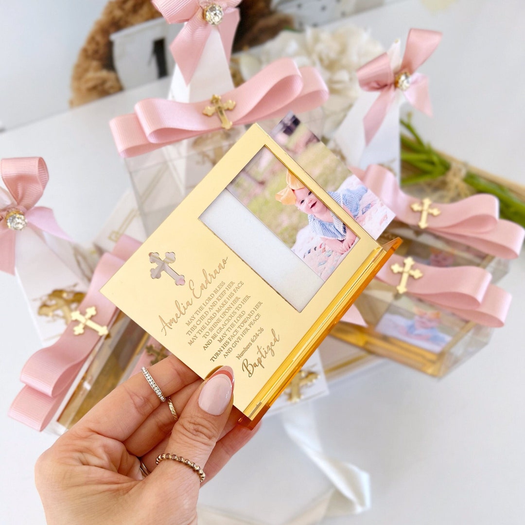 Gold Baptism Photo Frame Favor, Christening Favors, Mi Bautizo, First ...