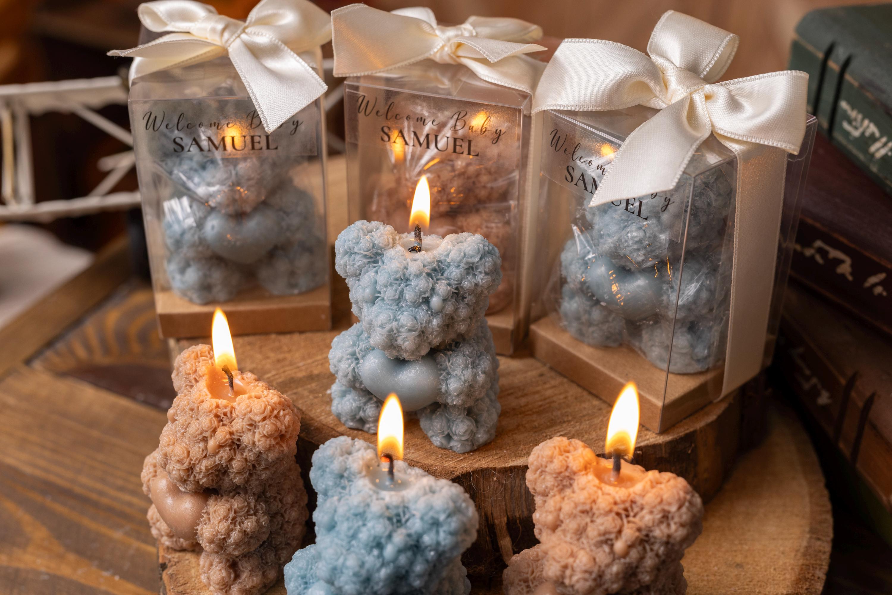 Personalized Teddy Bear Soy Candle: Baptism Christening Favor - Etsy
