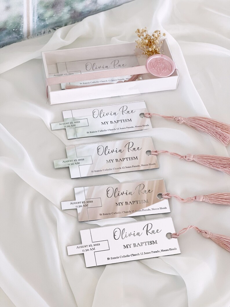 Acrylic Baptism Bookmark Favors Luxury Baptism Bookmark With - Etsy