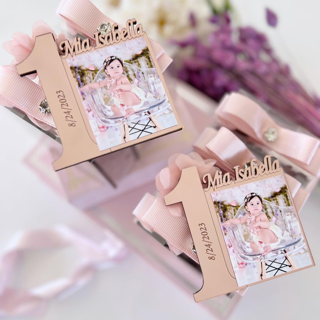 Rose Gold Birthday Photo Frame Magnet, 1st Birthday Favors Girl, First ...