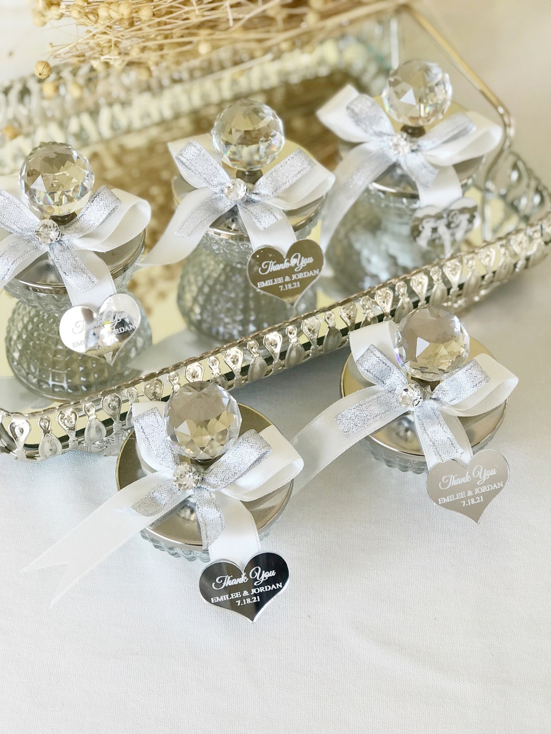 Personalized Wedding Favor Candy Jar: Crystal Glass Sweet Box - Etsy
