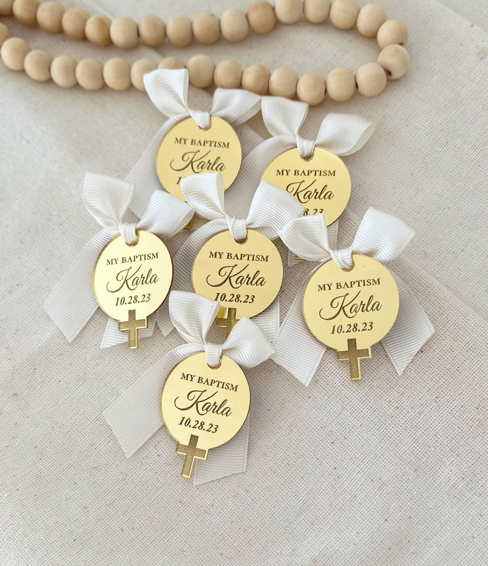 Rose Gold Baptism Favors Tag, Personalized Acrylic Mirror Tag, Thank ...