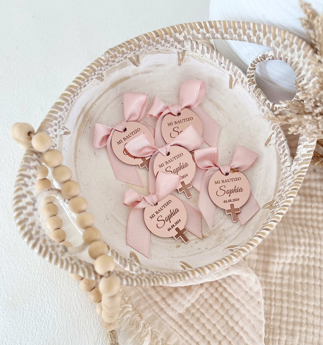 Rose Gold Baptism Favors Tag, Personalized Acrylic Mirror Tag, Thank ...