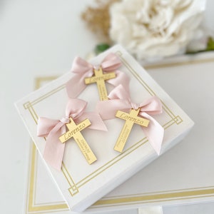 Silver Baptism Tag, Acrylic Mirror Custom Cross Tag, Personalized Gift ...