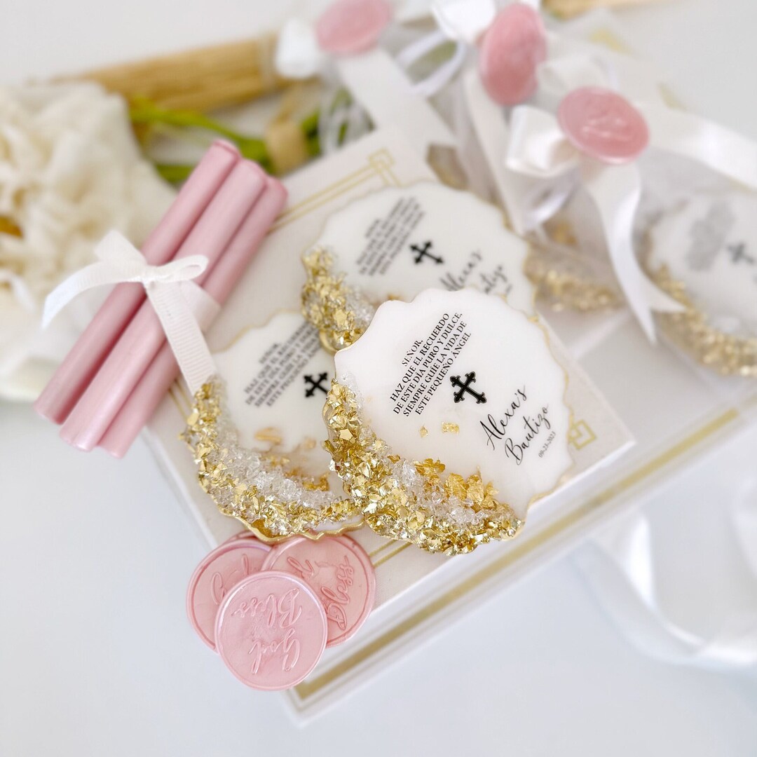 Golden Unique Baptism Favor, Christening Epoxy Magnet, Baptism Gift for ...