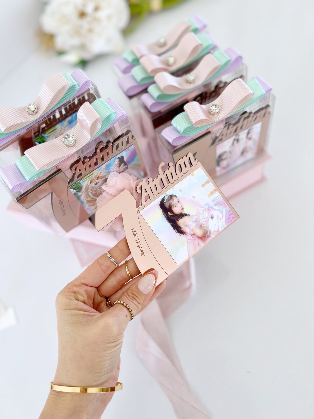 Rose Gold 7th Birthday Photo Frame Magnet, Personalized Gift, 1st 2nd ...