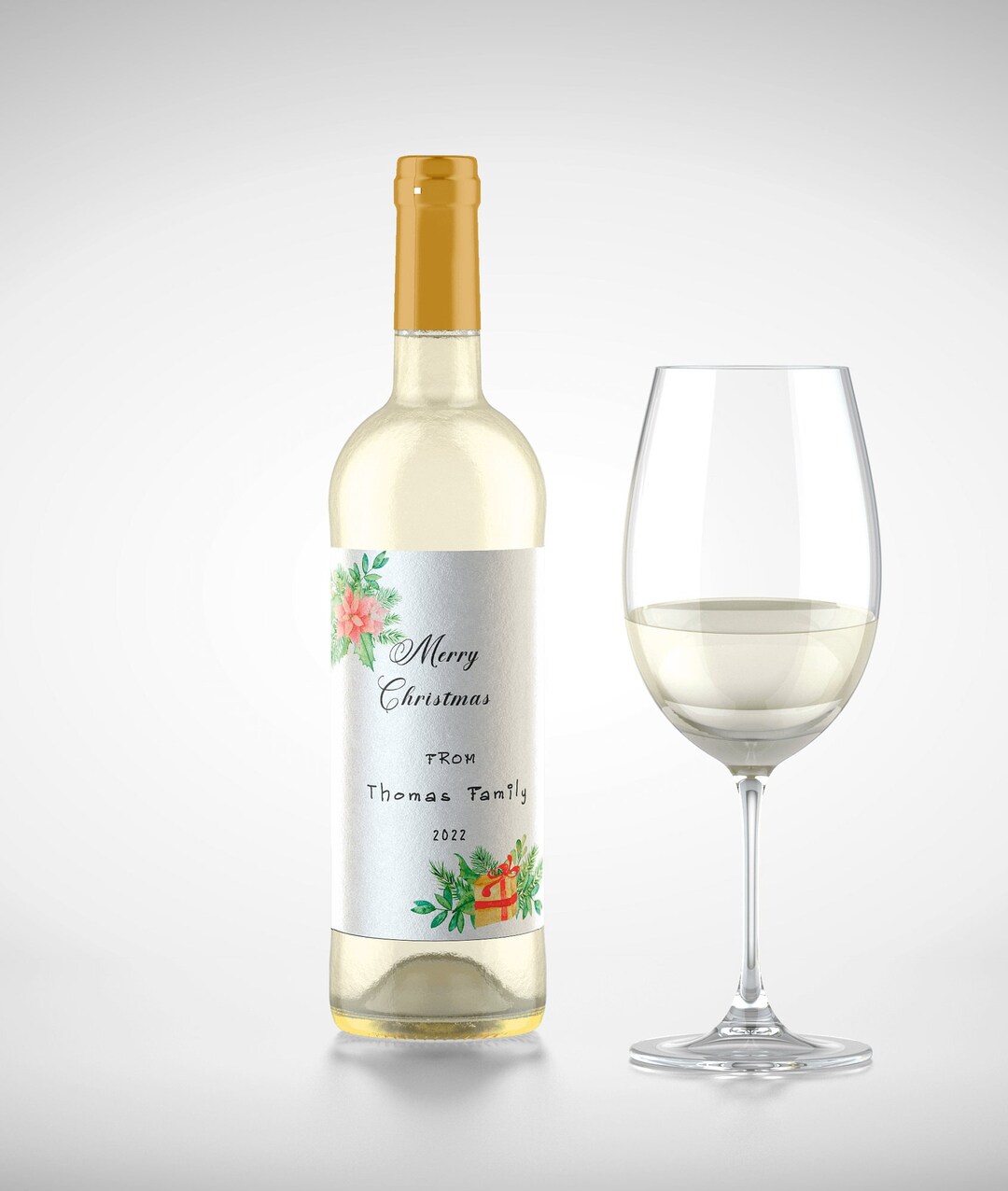 Merry Christmas Wine Bottle Labels, Holiday Wine Labels, Holiday ...