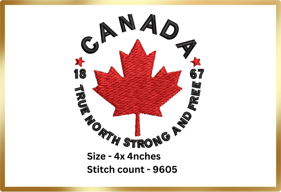 Canada True North Strong and Free Embroidery Design, Instant Download ...
