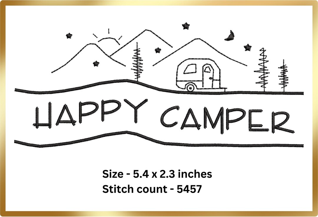 Happy Camper Camping Machine Embroidery Design, Instant Download ...