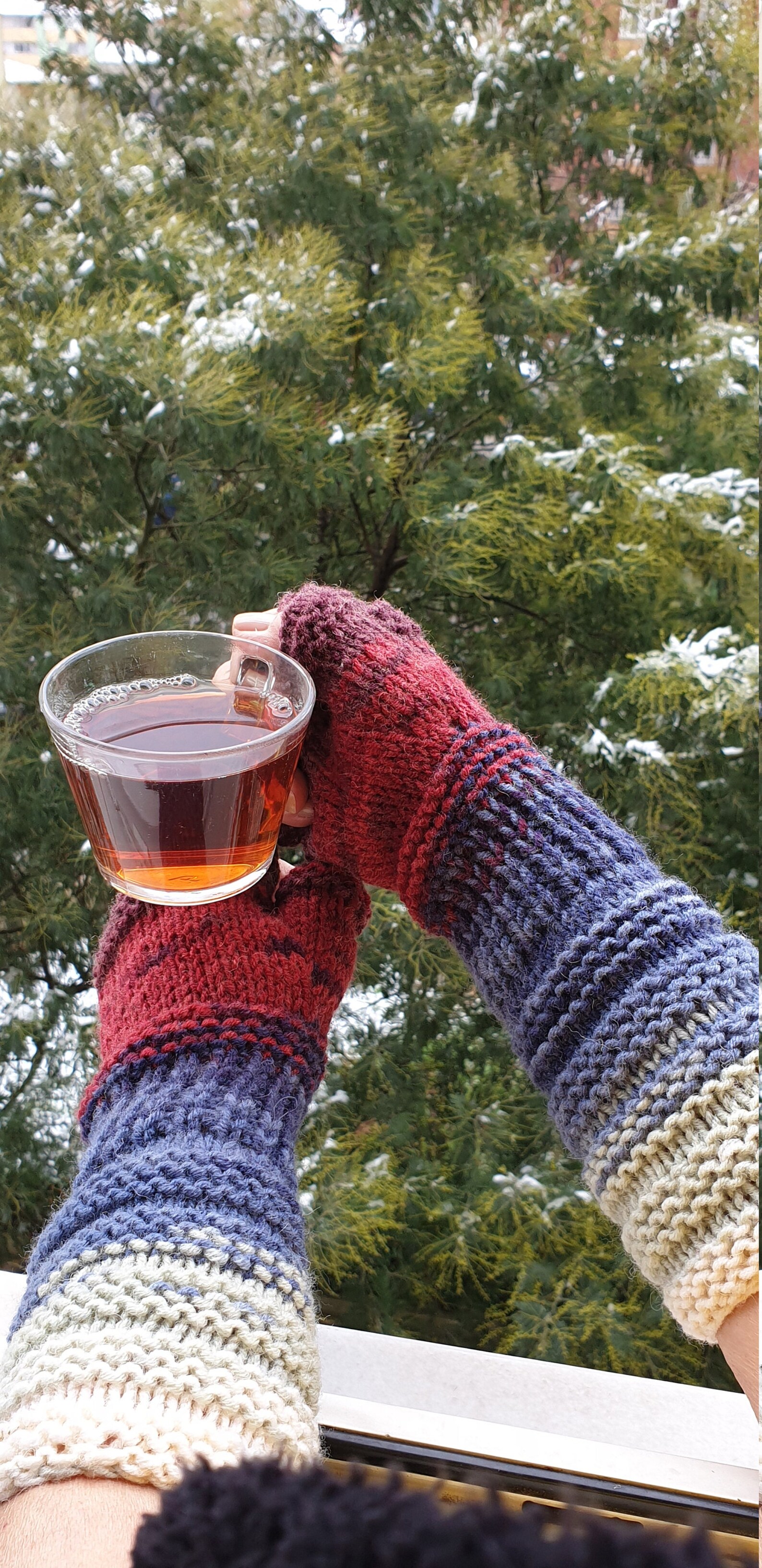 Long Fingerless Variegated Wool Gloves Multi-colored Arm - Etsy