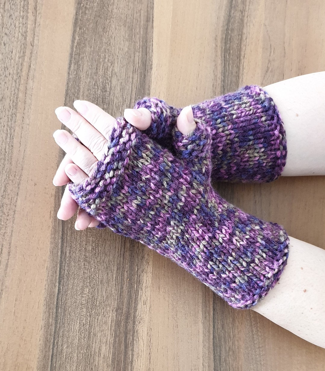 Long Fingerless Wool Blend Gloves ~ Multi Colored Soft Wool Acrylic ...