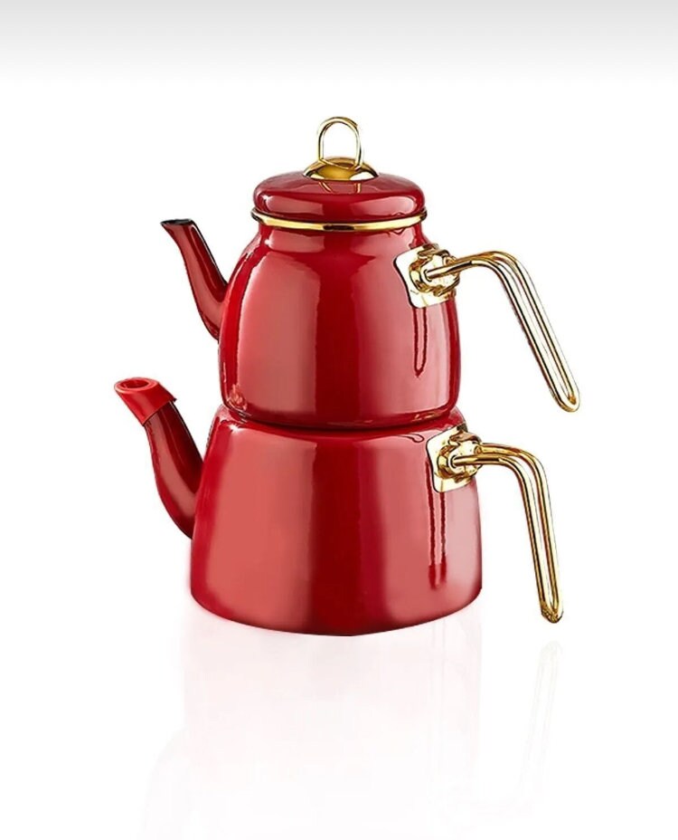 White Marble Enamel Teapot Set / Turkish Tea Pot Set Turkish - Etsy