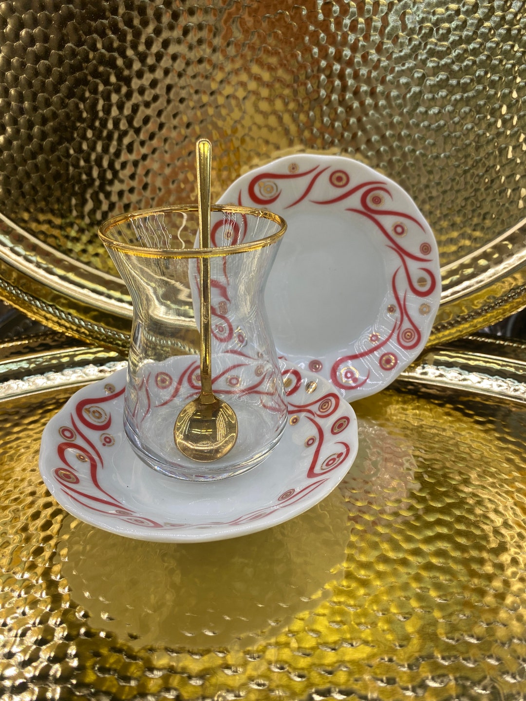 Traditional Turkish Tea Glass Set Porcelain Tea Gift for Tea - Etsy