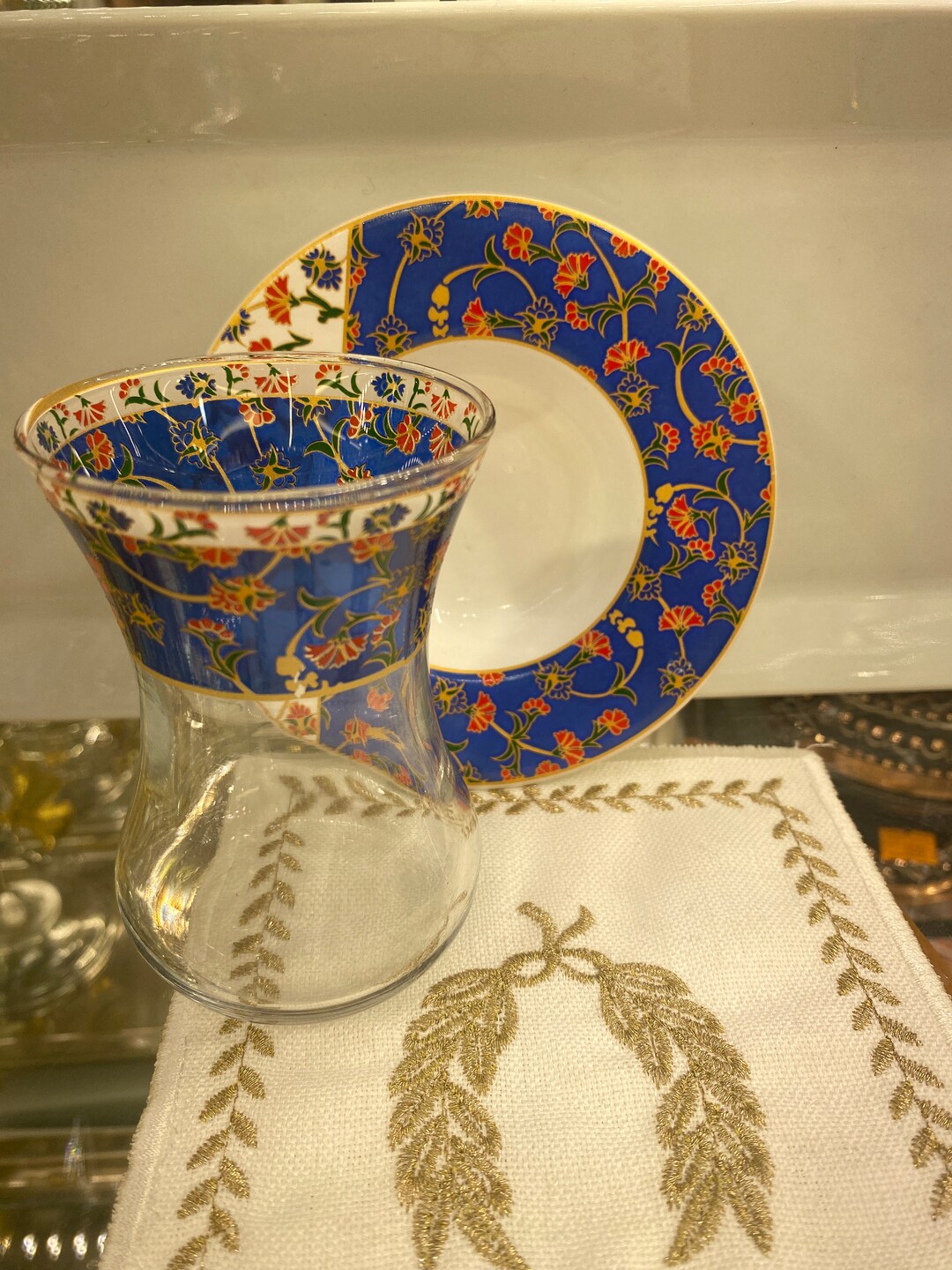 Blue Turkish Tea Set Turkish Tea Glass Turkish Tea Set Etsy
