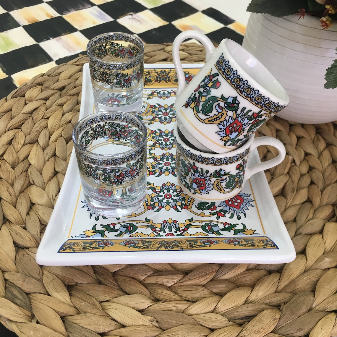 Ceramic Turkish Coffee Cups Set Coffee Cup With Water Glass - Etsy