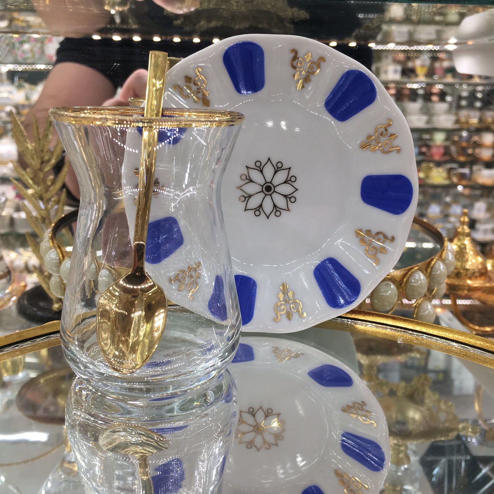 Turkish Tea Set Blue, Porcelain Turkish Tea Cups Set, Tea Glass, Blue ...